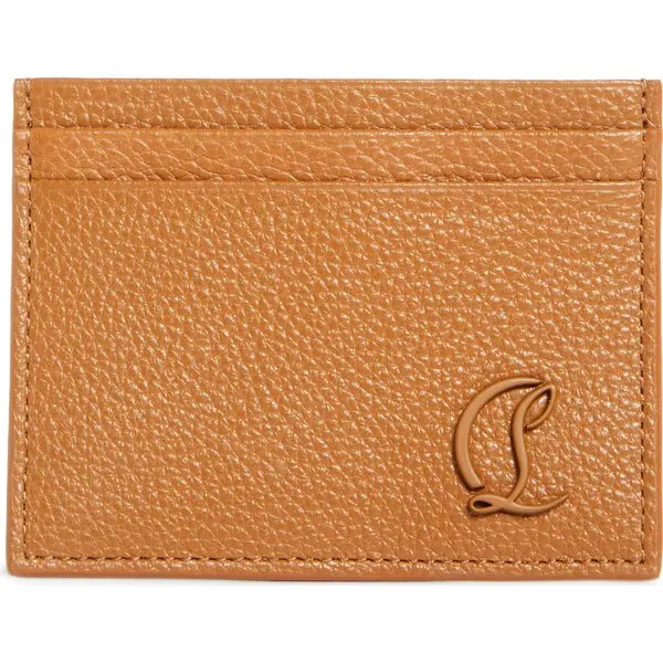 CHRISTIAN LOUBOUTIN Mooncrest Grained Leather Card Case - Cuoio