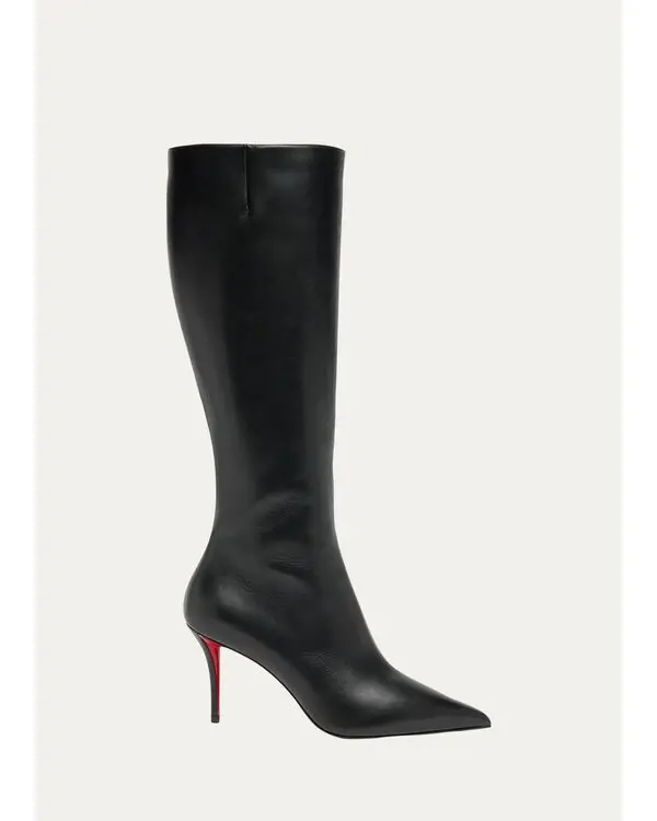 CHRISTIAN LOUBOUTIN 80mm Miss Z Leather Knee-high Boots - Black