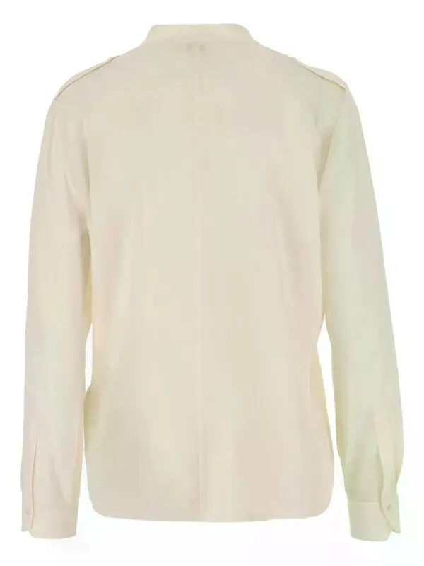 Chloé Mandarin-collar Silk Shirt - Neutrals