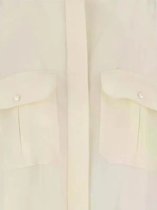 Chloé Mandarin-collar Silk Shirt - Neutrals