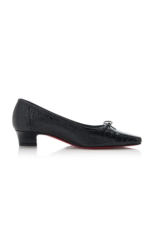 CHRISTIAN LOUBOUTIN Promessina 35mm Croc-effect Ballet Flats - Black