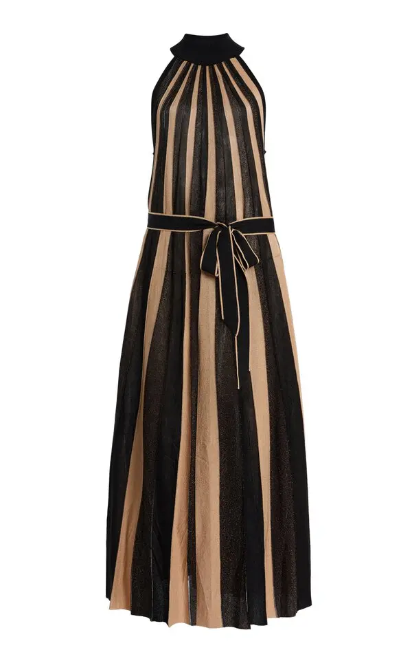 Zimmermann Hypnotic Metallic-striped Knit Midi Dress
