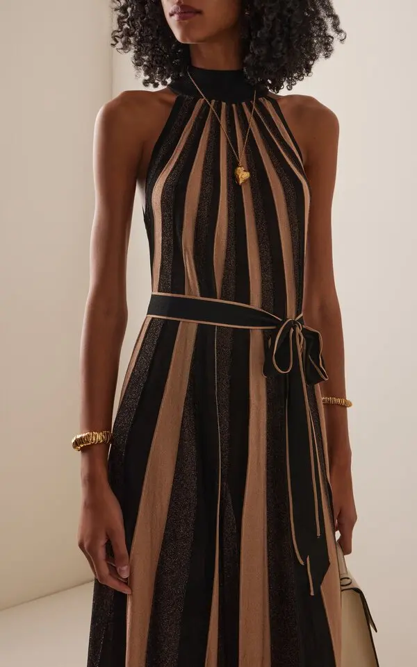 Zimmermann Hypnotic Metallic-striped Knit Midi Dress