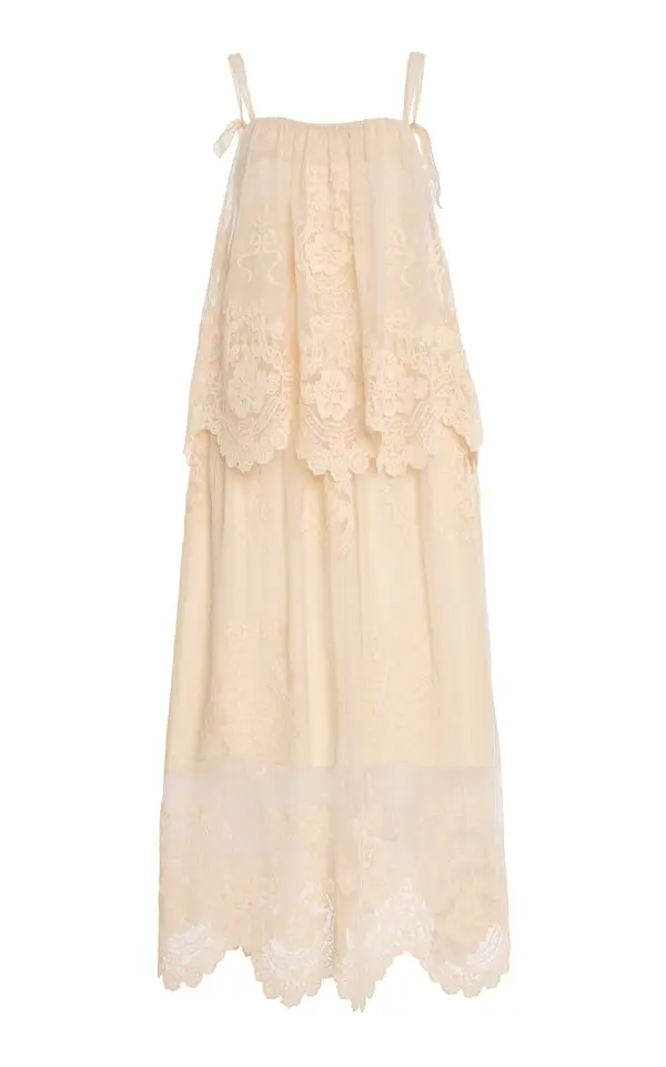 Zimmermann Hypnotic Tiered Lace Maxi Slip Dress
