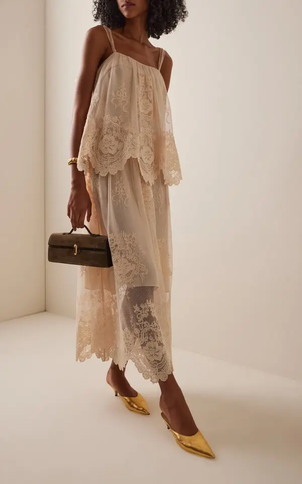 Zimmermann Hypnotic Tiered Lace Maxi Slip Dress