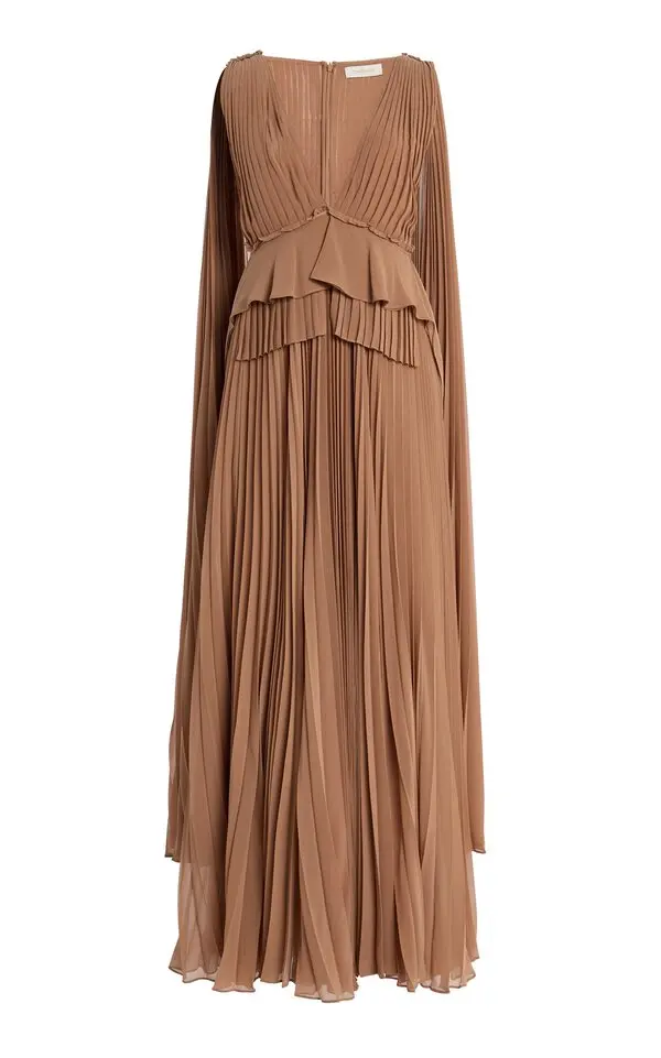 Zimmermann Memento Pleated Gown - Tan