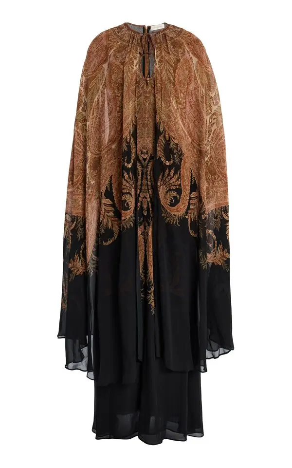 Zimmermann Hypnotic Paisley Maxi Cape Dress - Multi