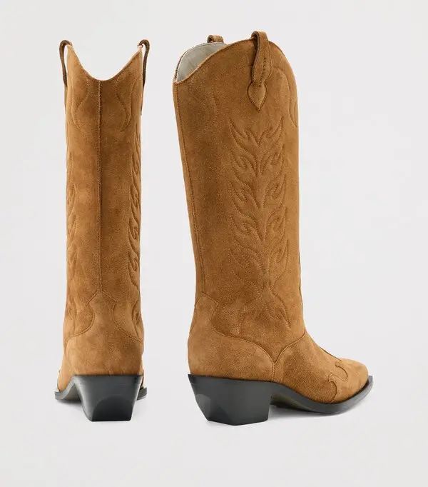 All Saints Suede Cowboy Boots Brown Editorialist