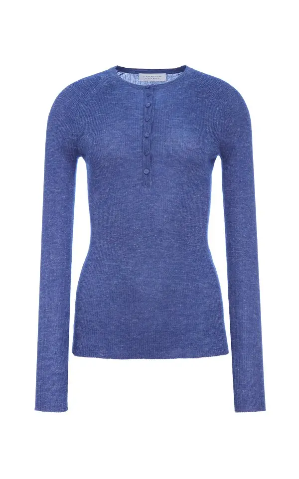 Gabriela Hearst Anges Knit Henley Cashmere Silk Hemp