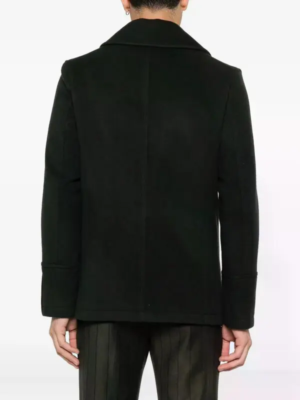 SEALUP Buttoned Double-breasted Pea Coat - Green