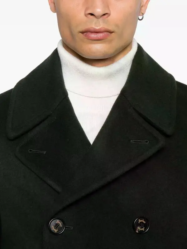 SEALUP Buttoned Double-breasted Pea Coat - Green