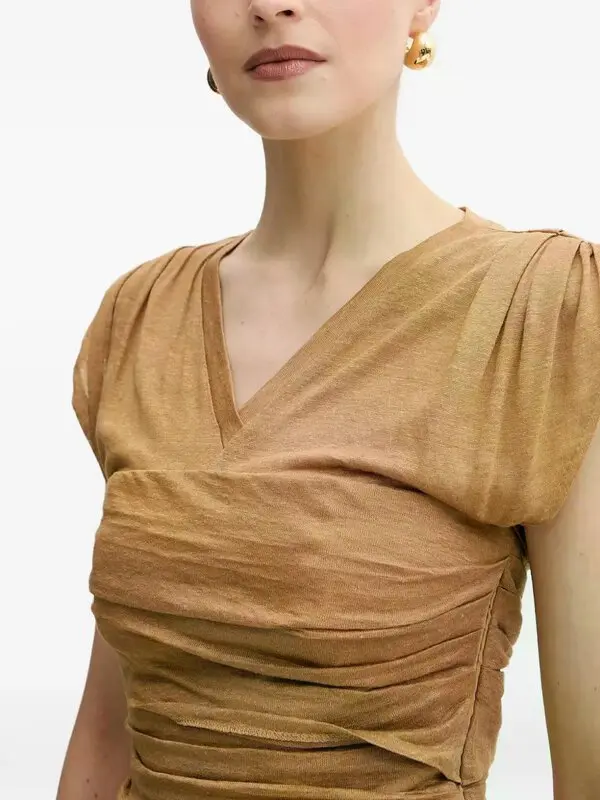 Pinko Draped V-neck Top - Neutrals