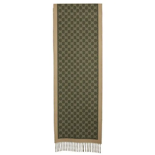Gucci Allover Gg Scarf - Green