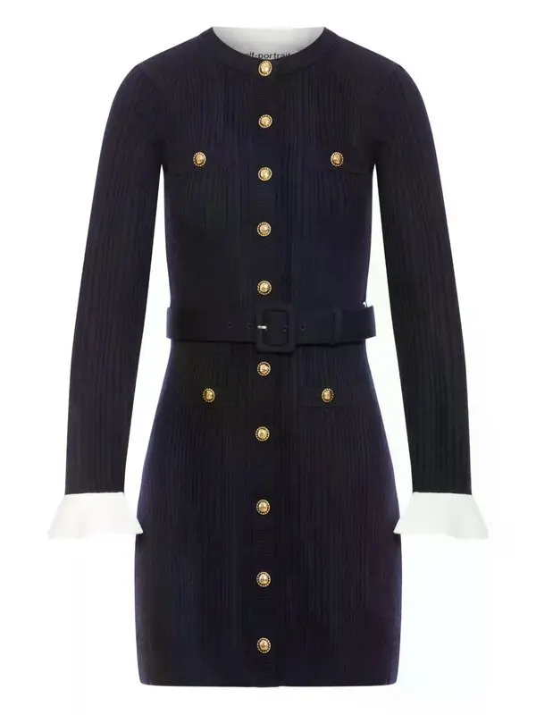 SELF-PORTRAIT Ribbed Knit Button-front Dress