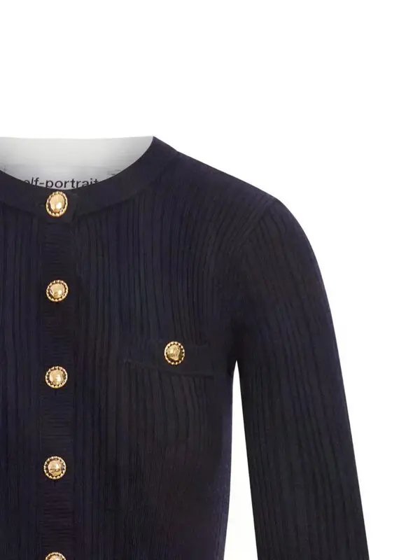 SELF-PORTRAIT Ribbed Knit Button-front Dress