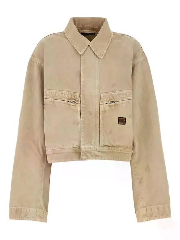 Balenciaga Beige Cotton Zipped Pocket Denim Jacket