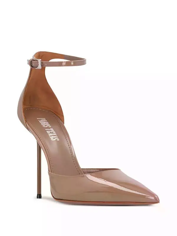 Paris Texas 105mm Lidia Ankle-strap Patent-leather Pumps - Neutrals