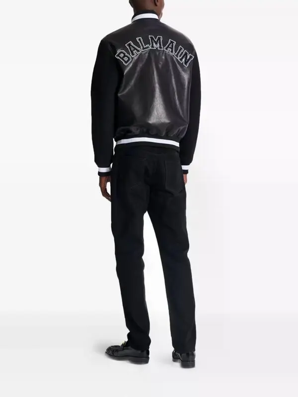 Balmain Varsity Leather Bomber Jacket
