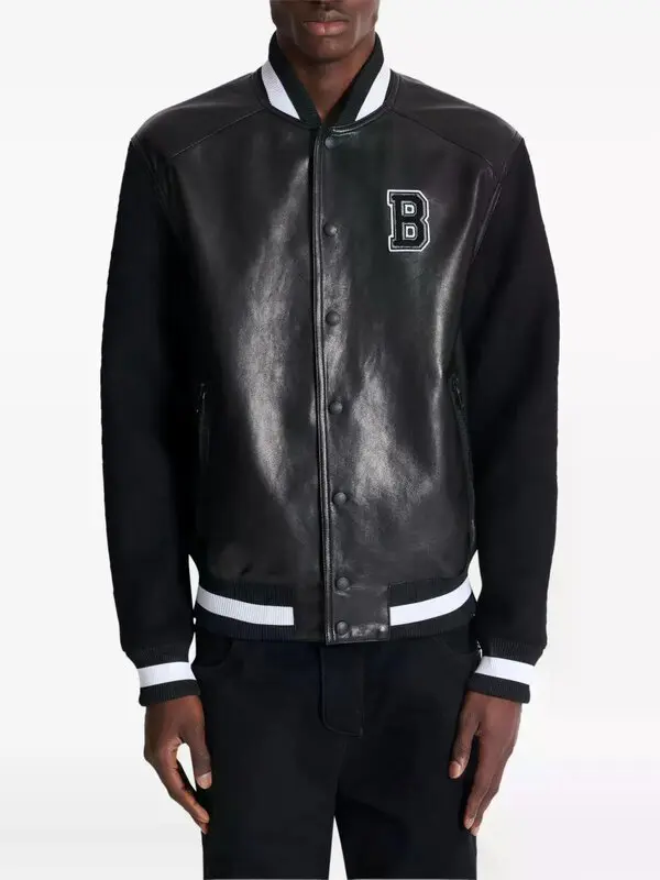 Balmain Varsity Leather Bomber Jacket