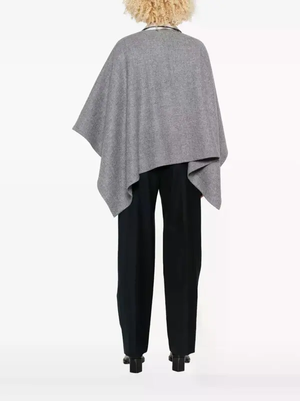 Max Mara Open-front Cape With Asymmetrical Hem - Grey
