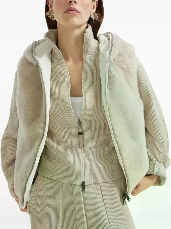 Brunello Cucinelli Ribbed Knit Zip-front Sweater