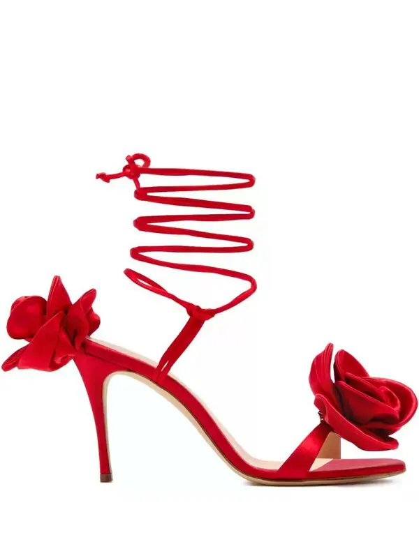 Magda Butrym 105mm Rose Detail Lace-up Sandals - Red