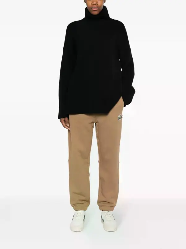 Lacoste Logo Patch Cotton Track Pants - Brown