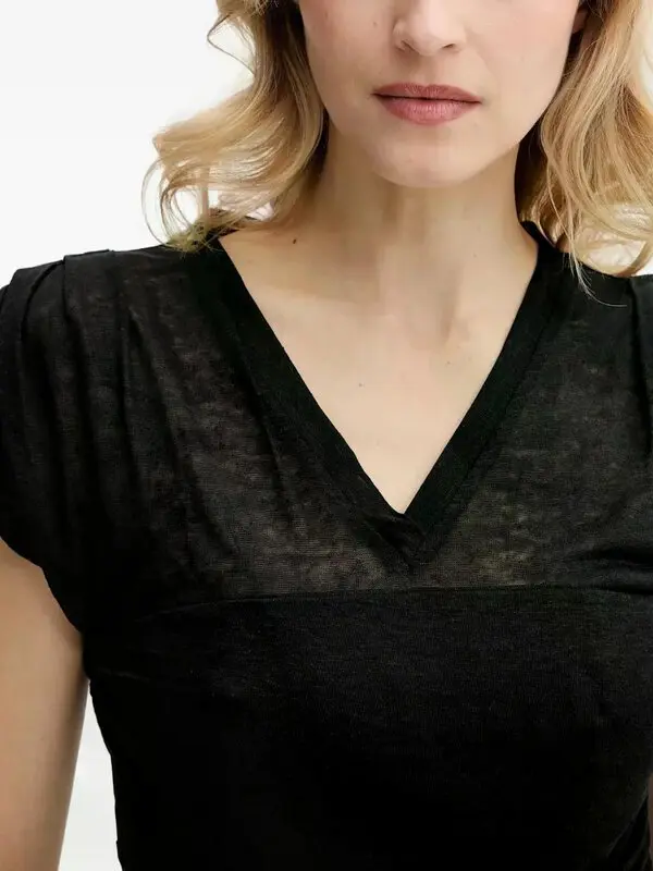 Pinko Puff-sleeve V-neck Top - Black