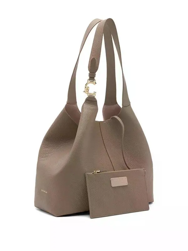 COCCINELLE C-easy Buckle Leather Shoulder Bag - Brown