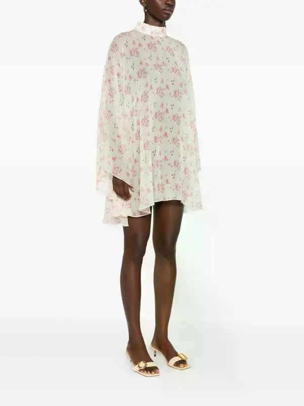 STYLAND Floral-print Mini Dress - Neutrals