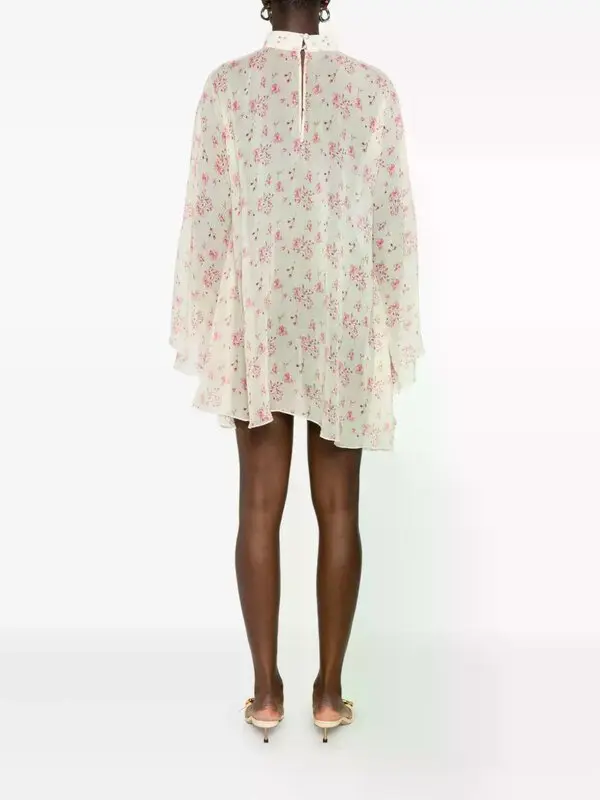 STYLAND Floral-print Mini Dress - Neutrals