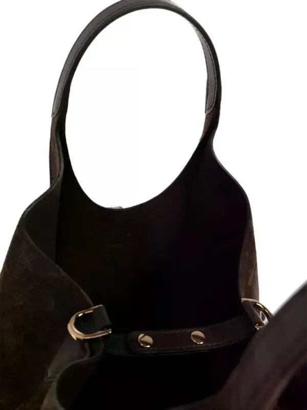 TOD'S Suede Leather T-buckle Shoulder Bag - Brown