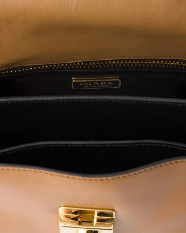 Prada Leather Shoulder Bag With Charms - Brown