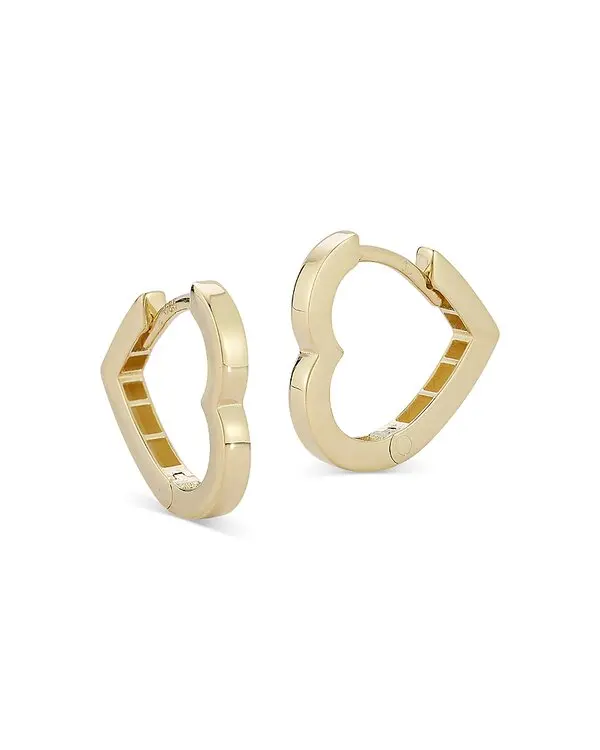 MOON & MEADOW 14k Yellow Heart Huggie Hoop Earrings - Gold