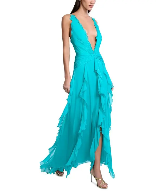 Bcbgmaxazria Ruffled Chiffon Gown