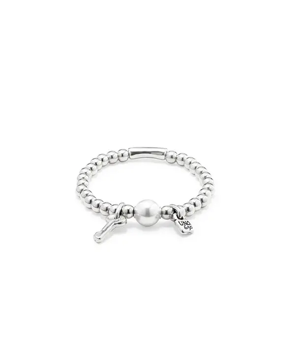 UNODE50 Sterling Plated Beaded Bracelet With Pearl - Silver