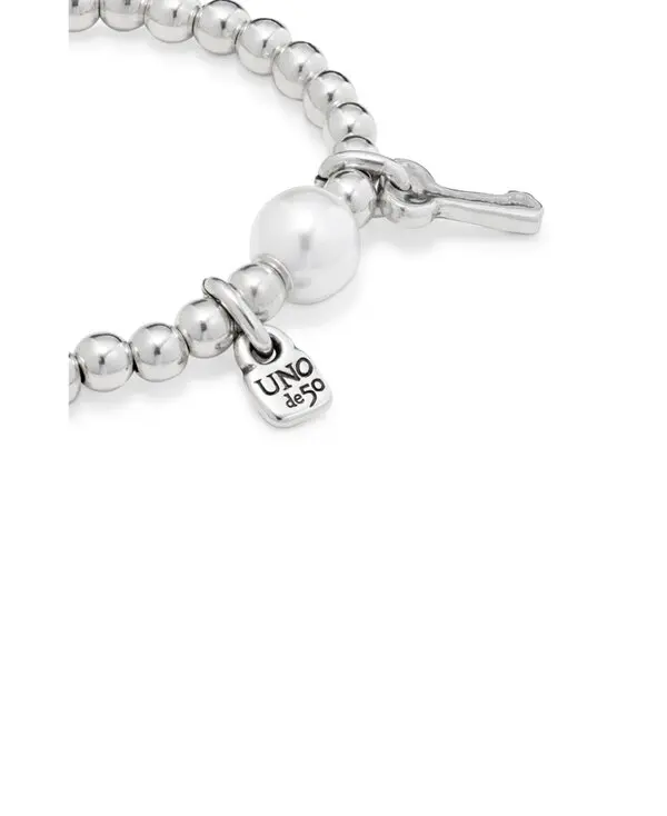 UNODE50 Sterling Plated Beaded Bracelet With Pearl