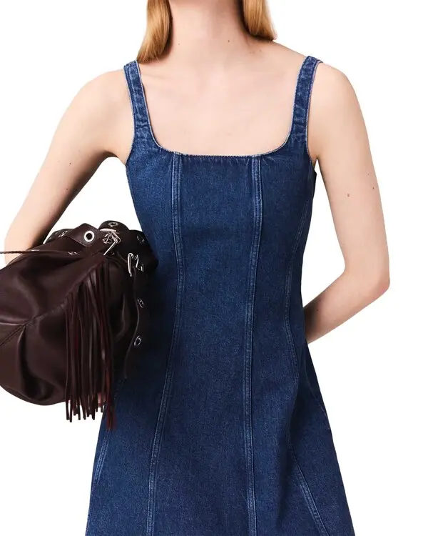 blue floral occasion dress Blue Jean Baby Doll Button Down Dress – Cypress & Stone Co main image 1