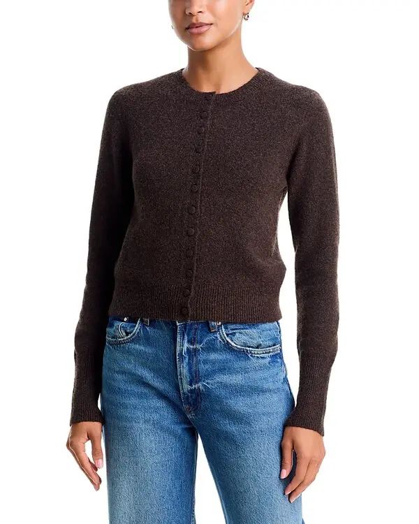 Aqua Crewneck Cardigan - Chocolate