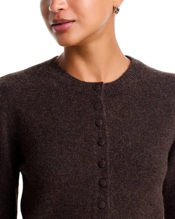 Aqua Crewneck Cardigan - Chocolate