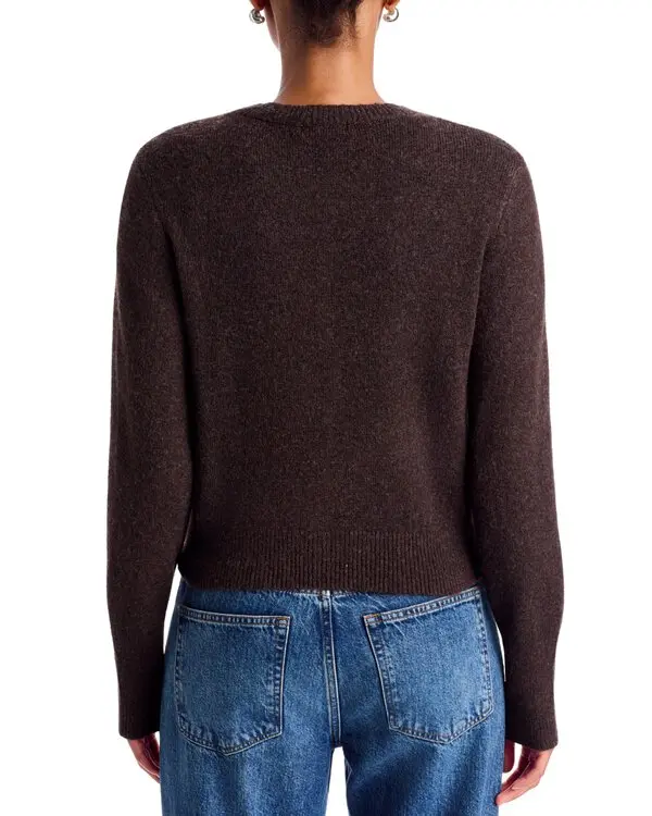 Aqua Crewneck Cardigan - Chocolate