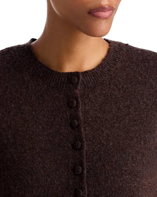 Aqua Crewneck Cardigan - Chocolate