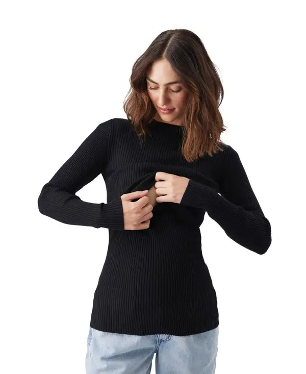 RIPE MATERNITY Lift Up Nursing Knit Sweater - Black