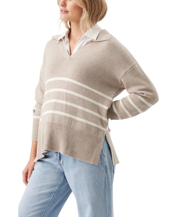 RIPE MATERNITY Lori Nursing Knit Sweater - Lattechalk