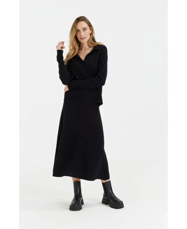 Chinti & Parker Wool Cashmere Collared Sweater - Black