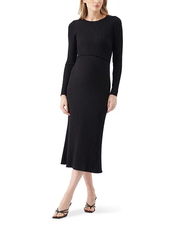 RIPE MATERNITY Eden Knit Nursing Midi Dress - Black