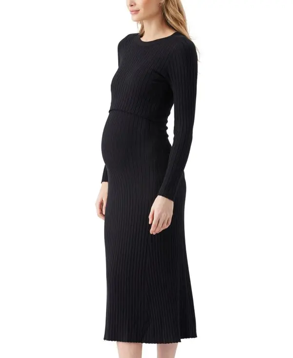 RIPE MATERNITY Eden Knit Nursing Midi Dress - Black