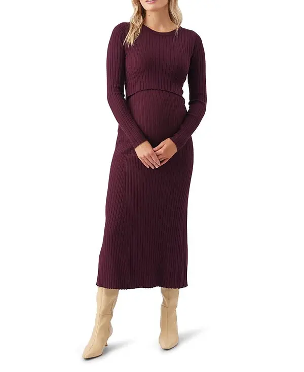 RIPE MATERNITY Eden Knit Nursing Dress - Maroon