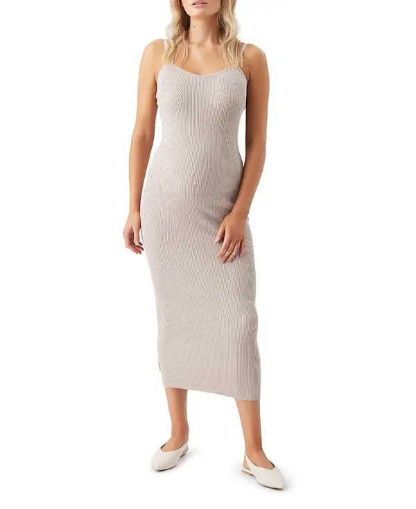 RIPE MATERNITY Celine Rib Knit Dress - Stone