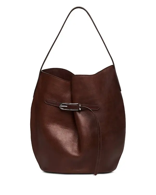 LIFFNER Belted Bucket Bag Large - Dark Brown Leather